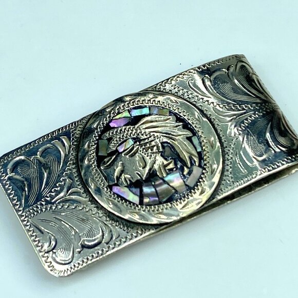 Accessories | Vintage Alpaca Mexico Silver Abalone Shell Mop Aztec ...